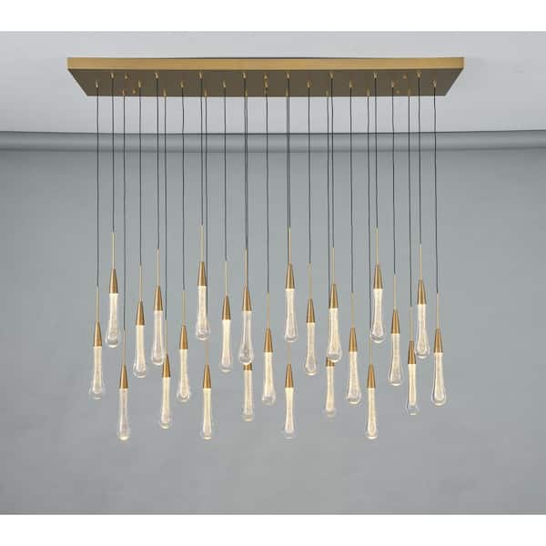 Gleam Flare Modern Chandelier 50 in. 25-Light Embedded-LED Linear Gold ...