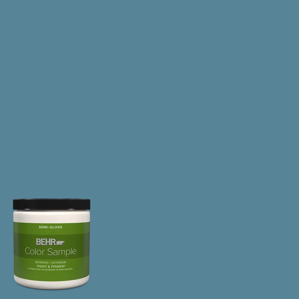 BEHR PREMIUM PLUS 8 oz. #S480-5 Blue Moon Bay Semi-Gloss Interior ...