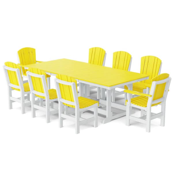 Wildridge Heritage 9-Piece Lemon Yellow and White HDPE Plastic Outdoor ...