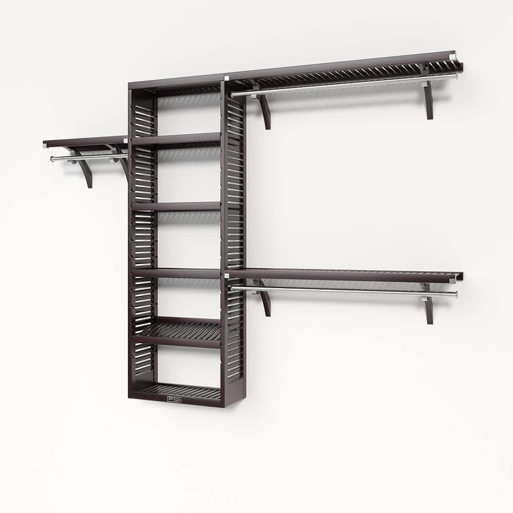 John Louis Home 72 in. W - 120 in. W Espresso Reach in 12 in. Shelf ...