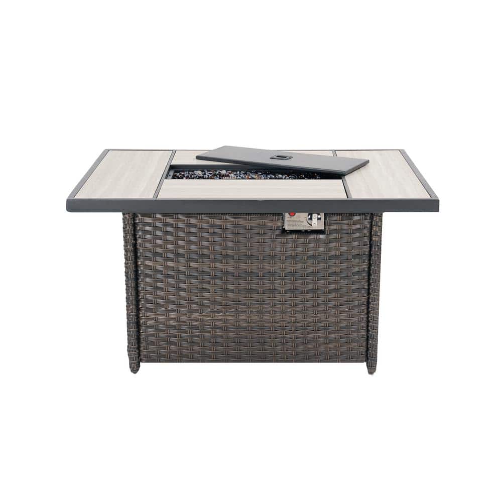 BANSA ROSE 43 in. 50,000 BTU Gas Rectangle Fire Pit Table, Patio ...