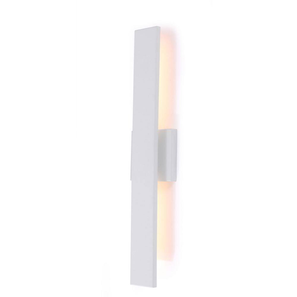 Pia Ricco 22 in. 2-Light White Porch Sconce Outdoor Integrated LED Wall ...