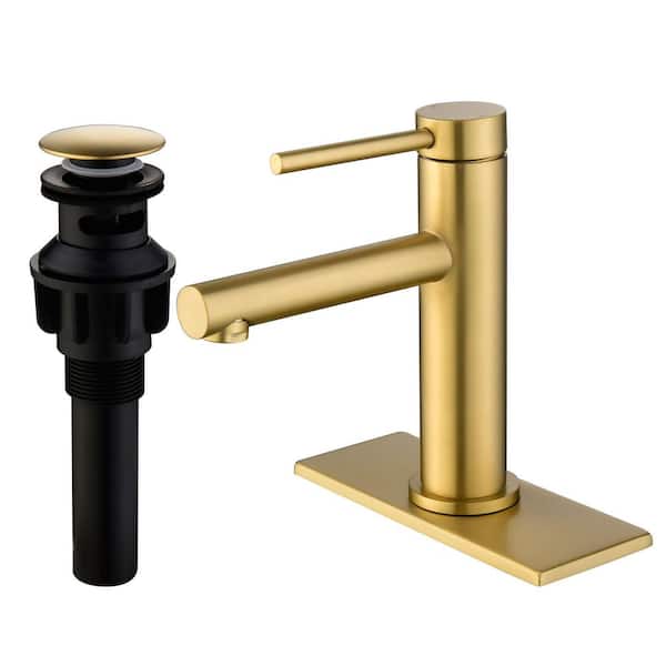 AIMADI Single Handle Single Hole Bathroom Faucet with Pop-Up Drain and ...