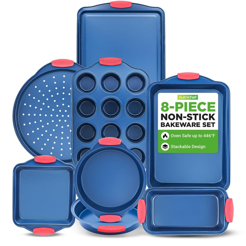 NutriChef (8-Piece) Nonstick Baking Pan Set, Premium Carbon Steel ...