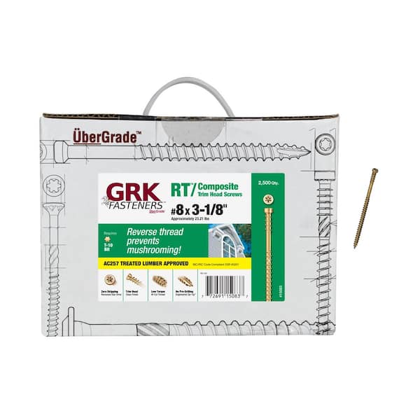 GRK Fasteners #8 x 3-1/8 in. Star Drive Trim-Head RT Composite Trim ...