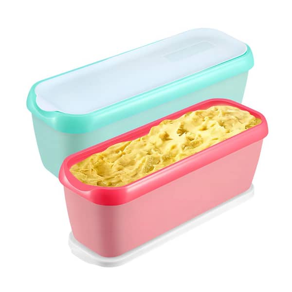 Set of 2 Ice Cream Containers, 1.5 Quart Reusable Ice Cream Tubs with ...