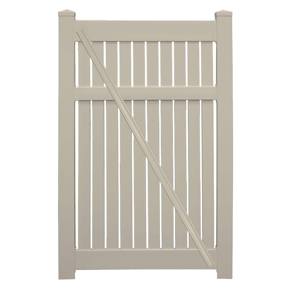 Weatherables Huntington 3.8 ft. x 5 ft. Khaki Vinyl Semi-Privacy Fence ...