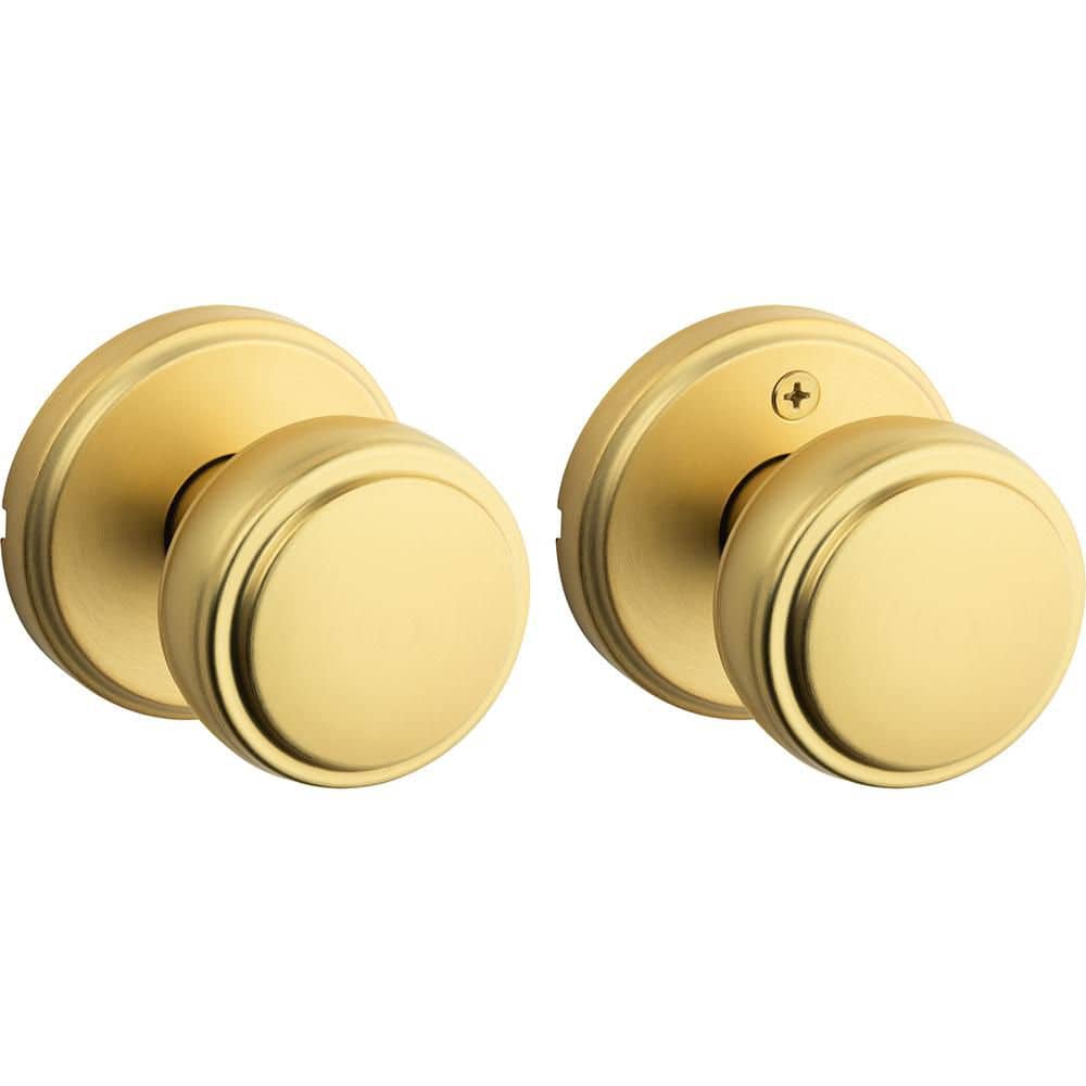 Kwikset Sora Satin Brass Round Hall/Closet Door Knob with Microban ...