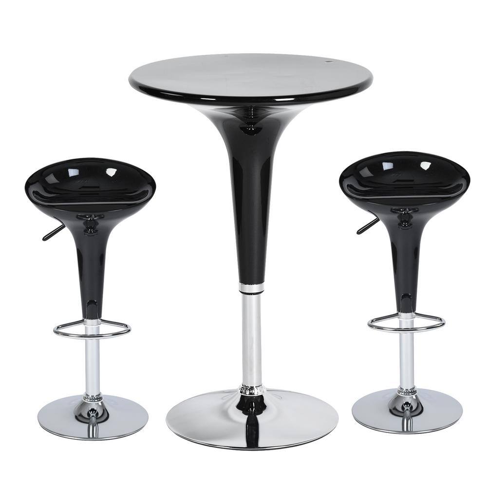 Homy Casa Ralan Ellen Black 3-Pcs Metal Frame Low Back Bar Table Set ...