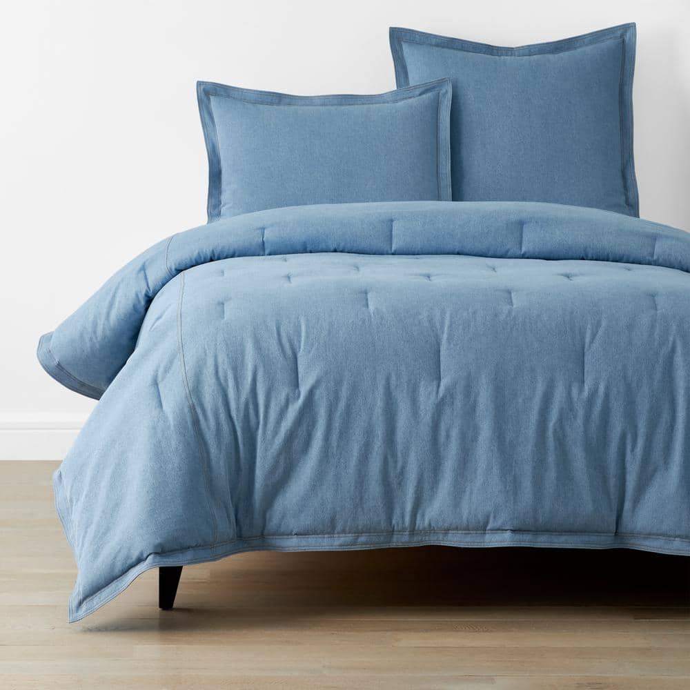 The Company Store Washed Denim Tob Denim Blue Queen Cotton Comforter ...