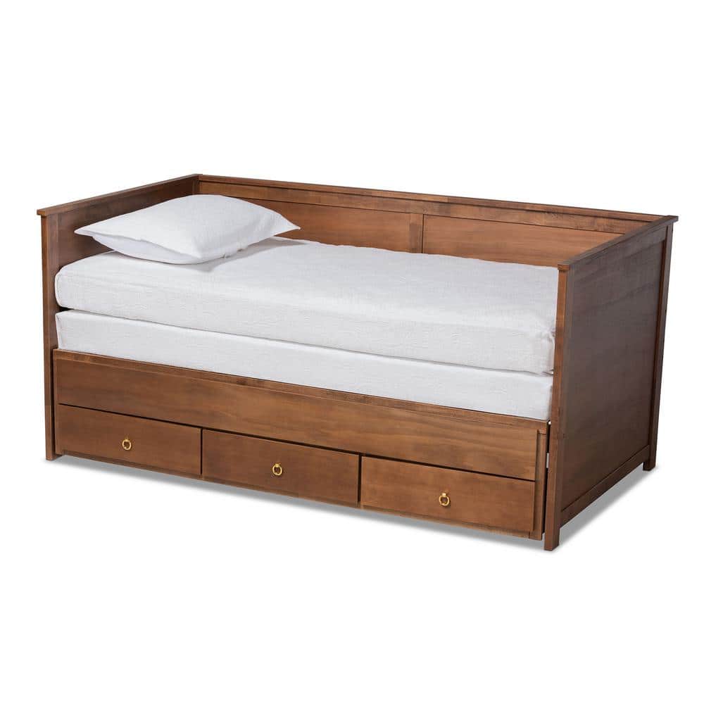 Baxton Studio Thomas Walnut with Storage Twin to King Expandable Daybed ...