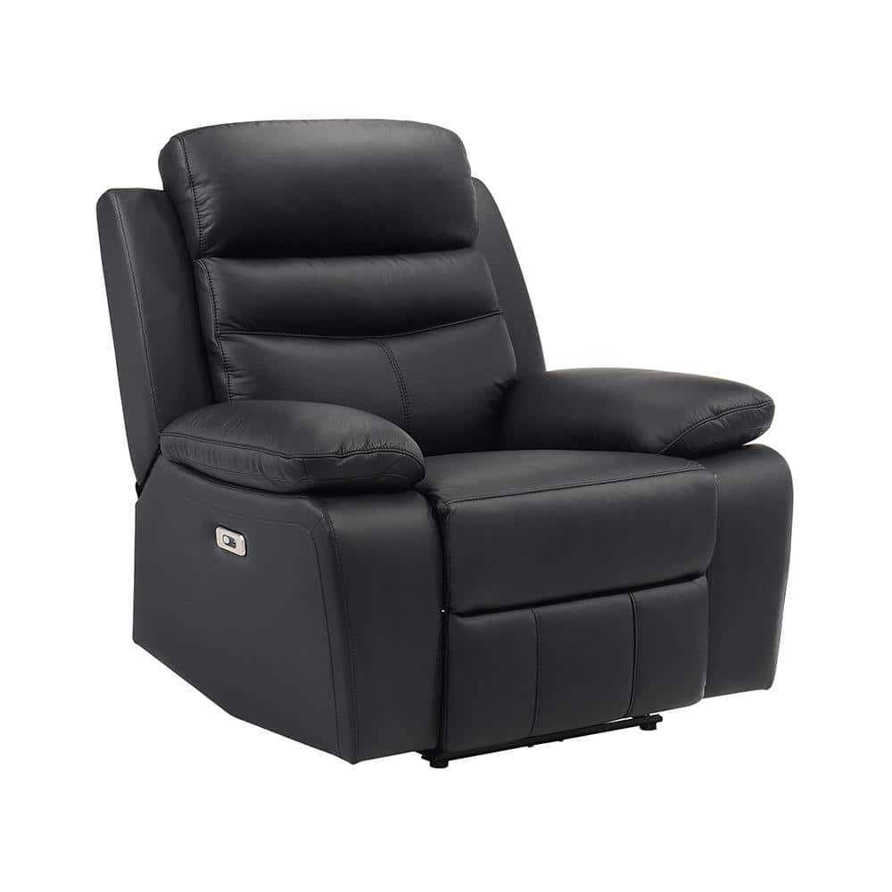 Edelia Black Leather Power Recliner 9628BLK-1PW - The Home Depot