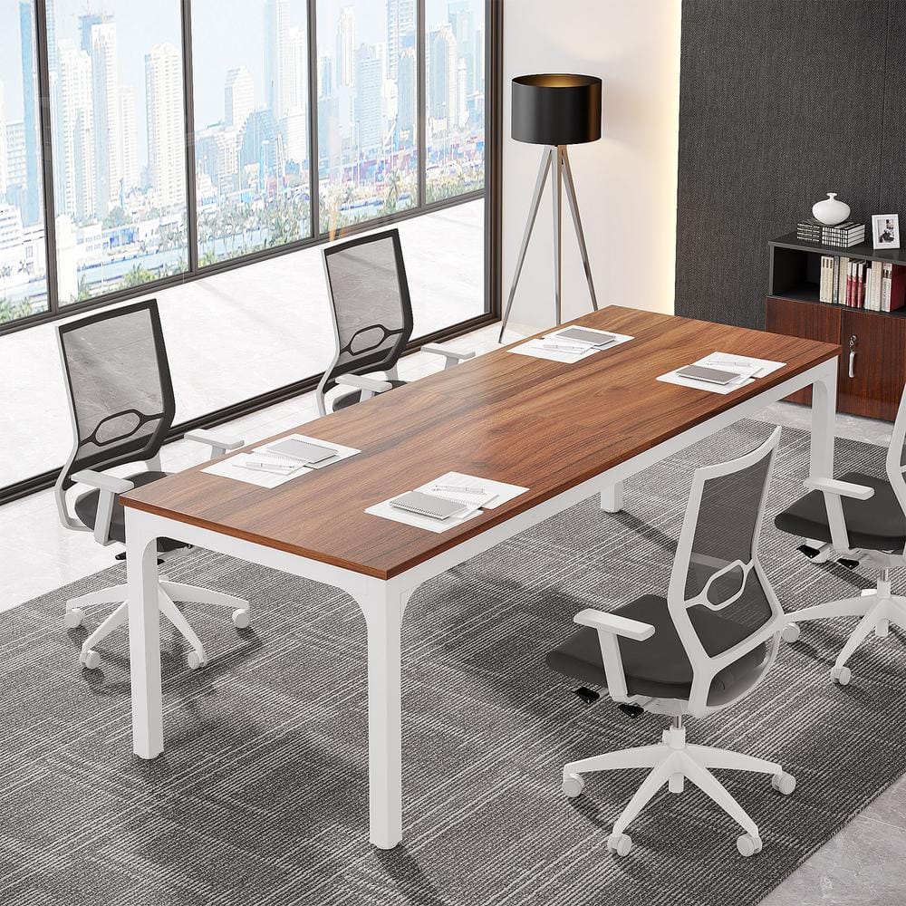 BYBLIGHT Moronia 78.7 in. Rectangle Walnut Wood Conference Table Desk ...