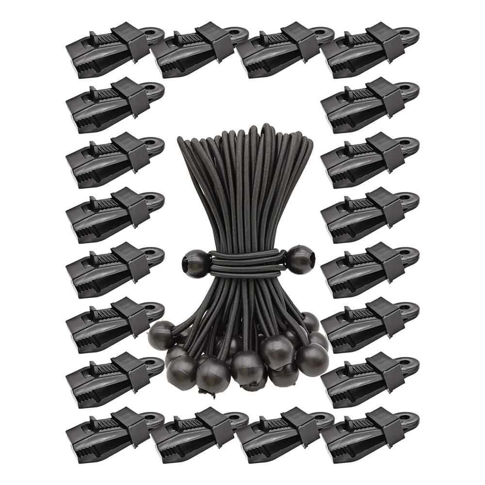 Afoxsos Tarp Clips Lock Grip Heavy Duty with Ball Bungee Cords Set for ...