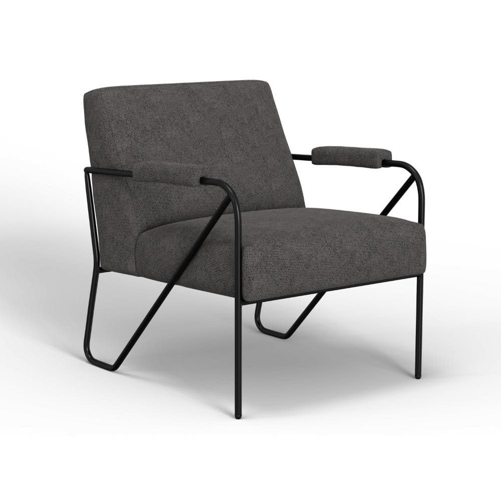 Benjara Levy Iron Gray and Black Polyester Accent Chair with Metal Legs ...