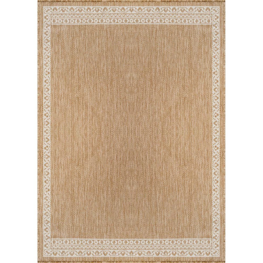 Beverly Rug Frame Natural 8 ft. x 10 ft. Geometric Bordered Washable ...