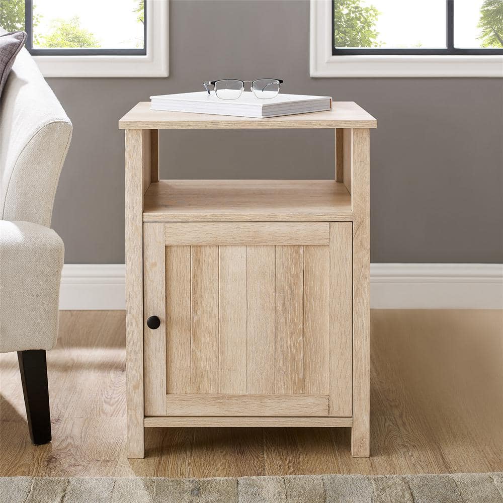 Welwick Designs 18 in. Grooved Door Side Table - White Oak HD8605 - The ...