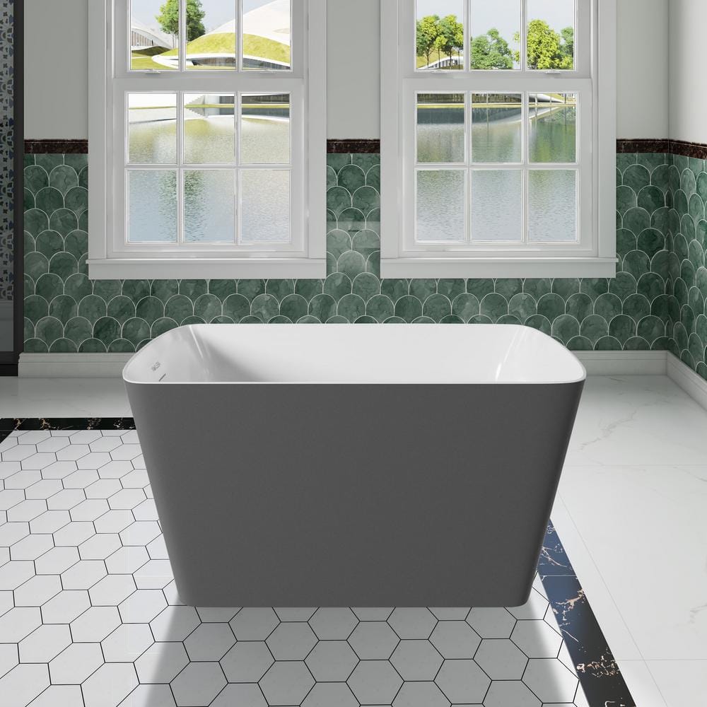 FORCLOVER 47 in. x 27 in. Acrylic Freestanding Flat Bottom Soaking ...