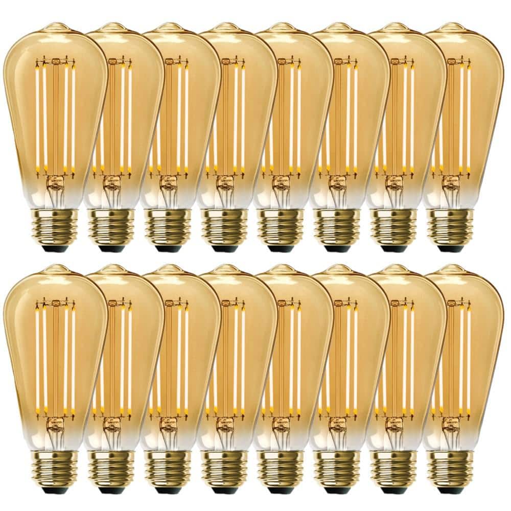 Feit Electric 100-Watt Equivalent ST19 Dimmable Straight Filament Amber ...