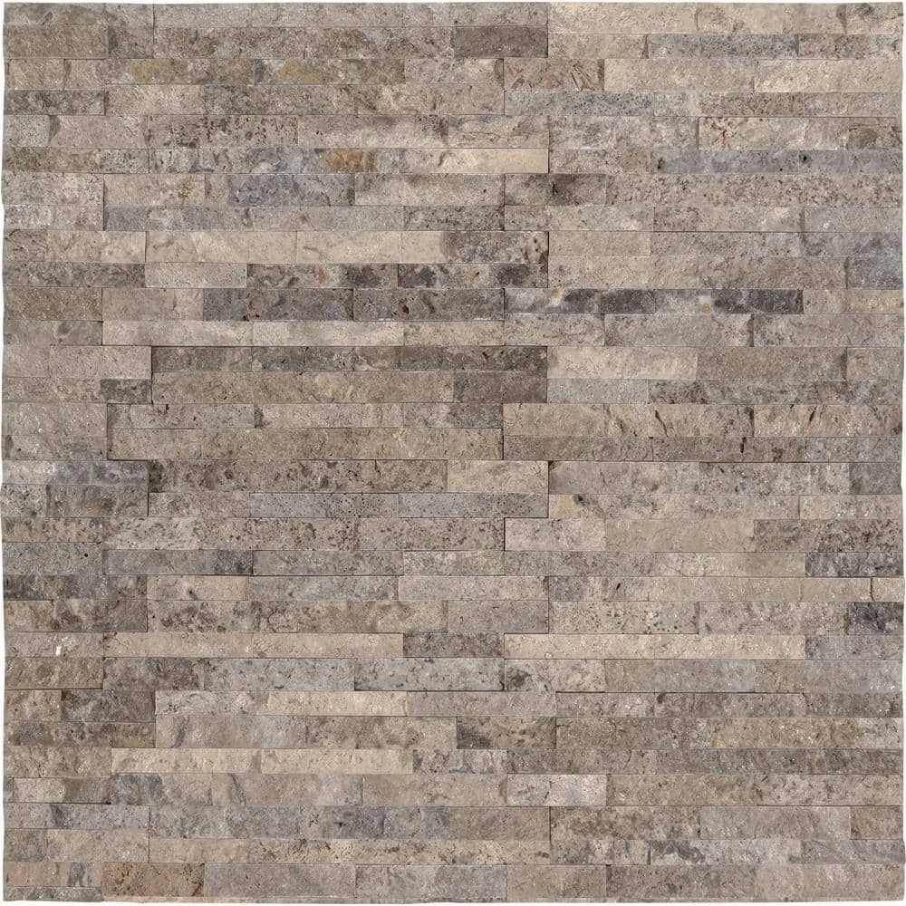MSI Silver Travertine Mini Ledger Panel 4.5 in. x 16 in. Splitface ...