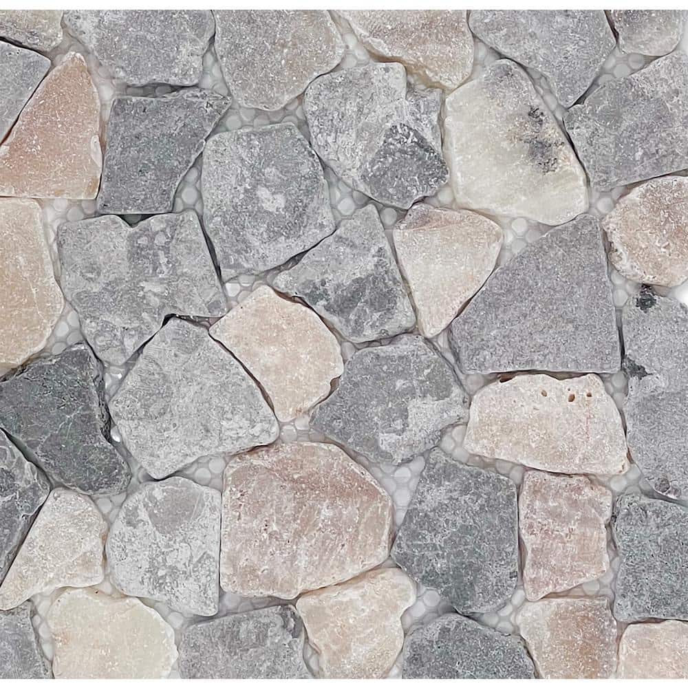 CRUZ BAY STUDIO Fit Ash Grey Quartz Mix 4 in. x 6 in. Marble Mosaic ...
