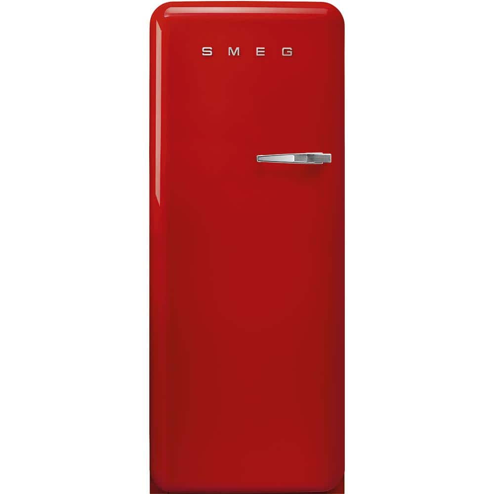 smeg FAB28 Retro 60cm Refrigerator w/ Freezer Compartment. Red. Left ...