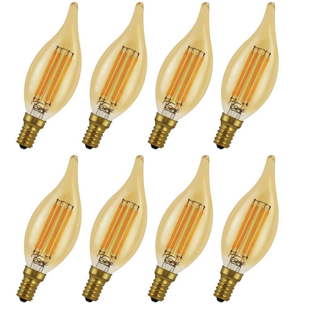 Viribright 40-Watt Equivalent B10 E12 Bent Candle Flame LED Filament Light Bulb - (24 Pack ...