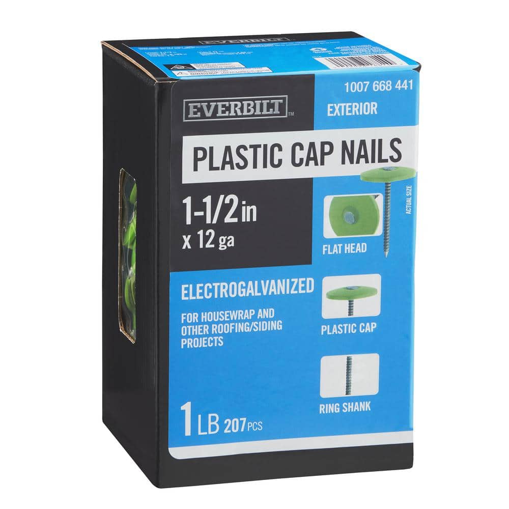 Everbilt 1-1/2 in. x 4D Electro-Galvanized Plastic Cap Non-Collated ...