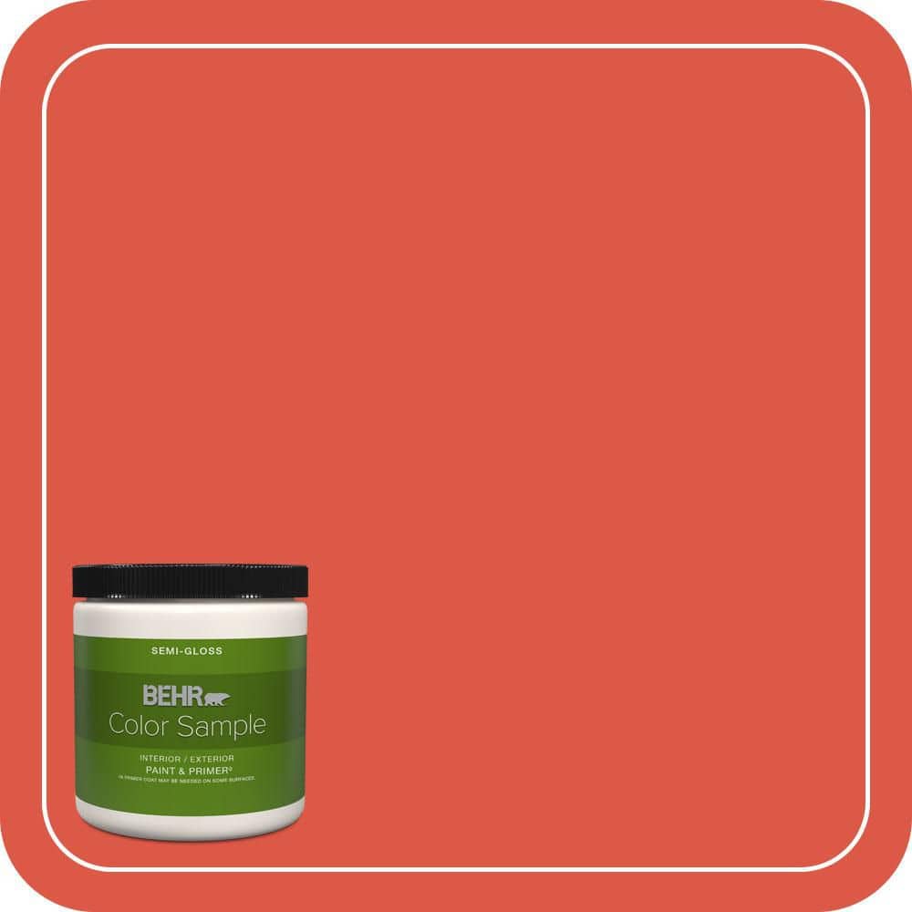 BEHR PREMIUM PLUS 8 oz. #T12-7 Red Wire Semi-Gloss Interior/Exterior ...