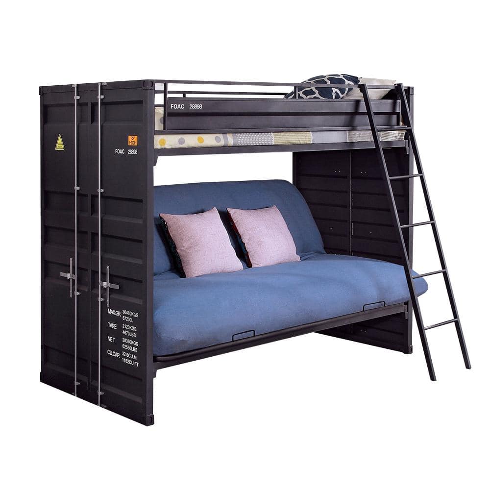 Jannel Black Double Bunk Bed AA-BK652BK - The Home Depot