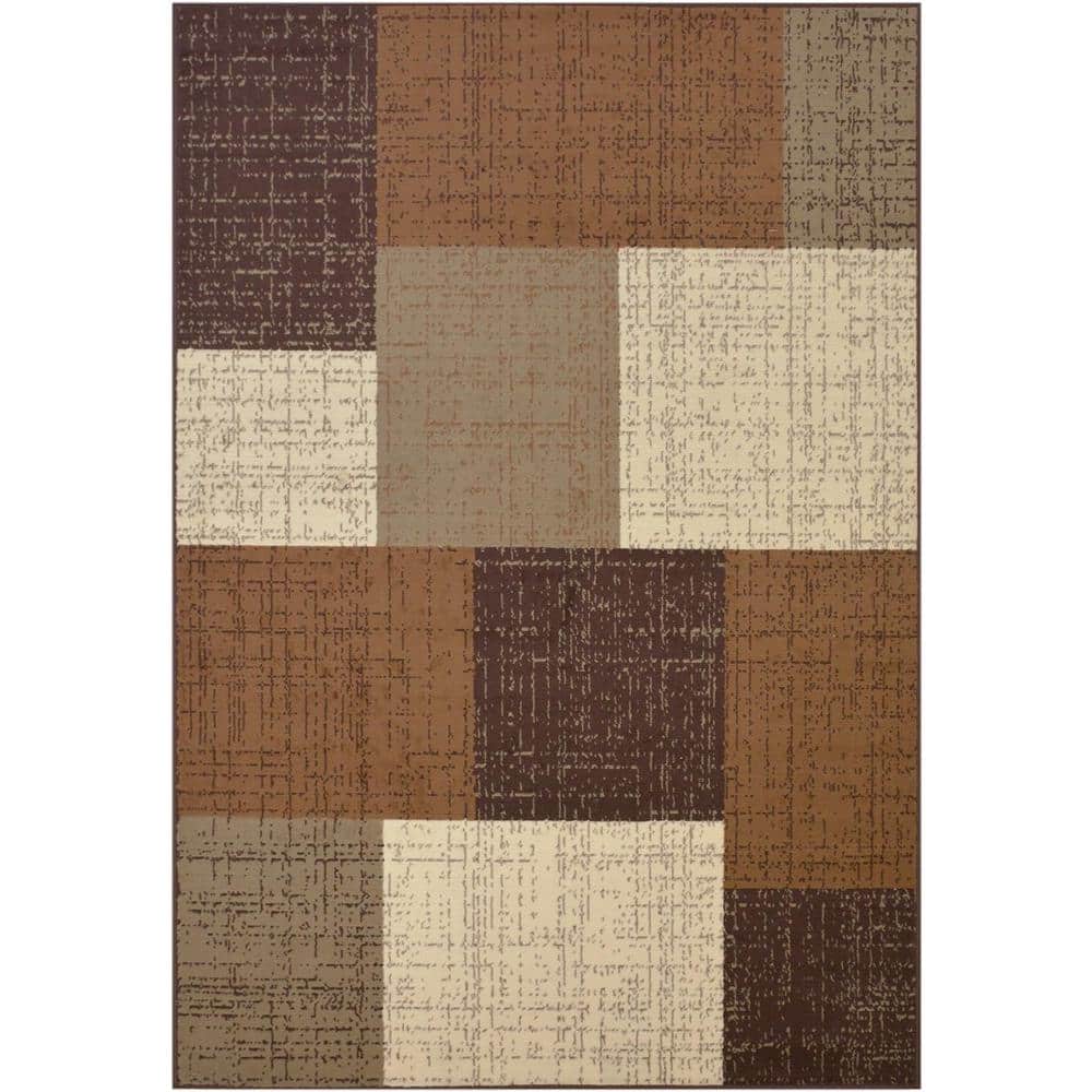 RugStylesOnline Modela Geometric Abstract Brown and Tan 8 ft. x 10 ft ...
