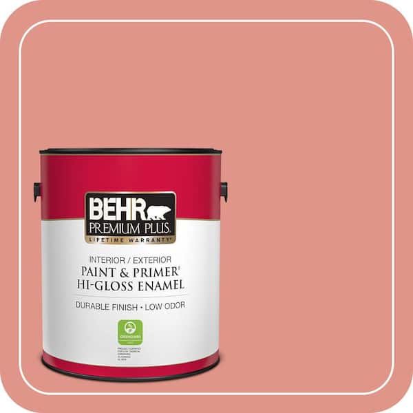 BEHR PREMIUM PLUS 1 gal. #BIC-18 Fresh Watermelon Hi-Gloss Enamel ...