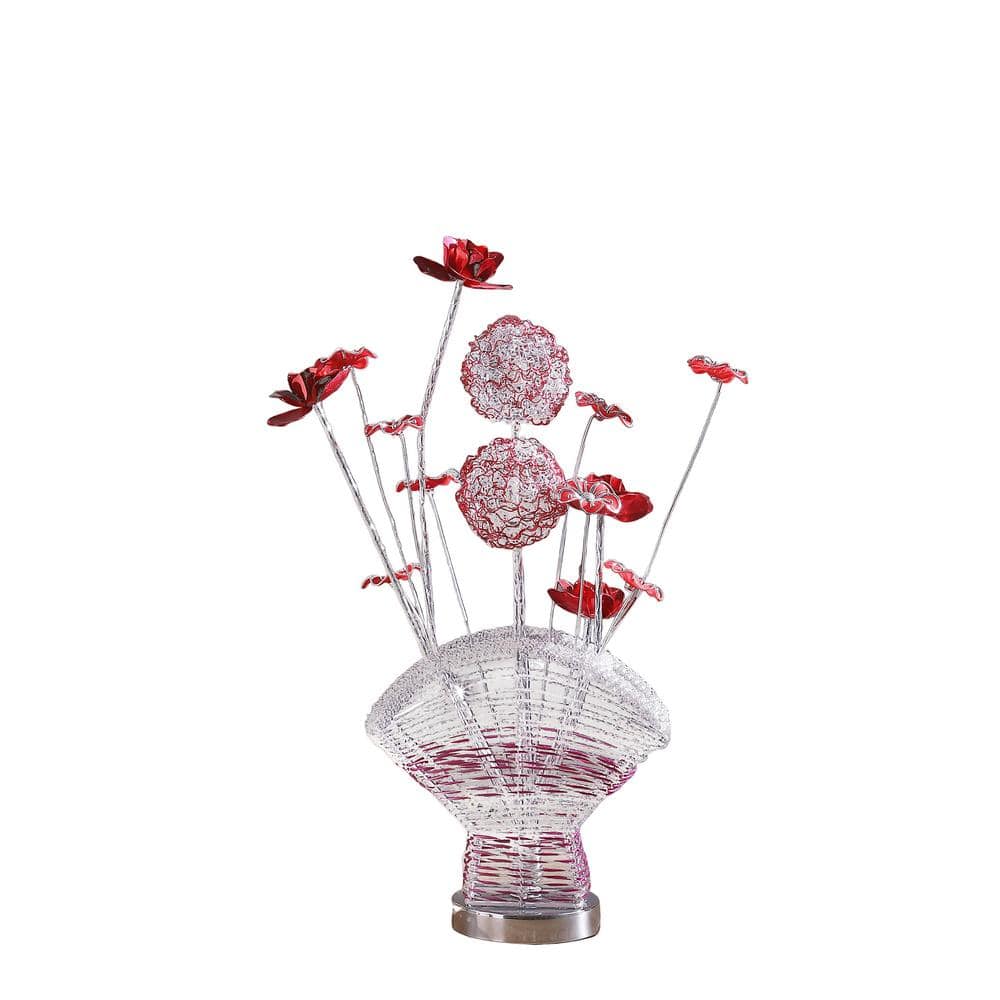 ORE International 21.5 in. Red Rose and Red/Silver Flower Bud Table ...