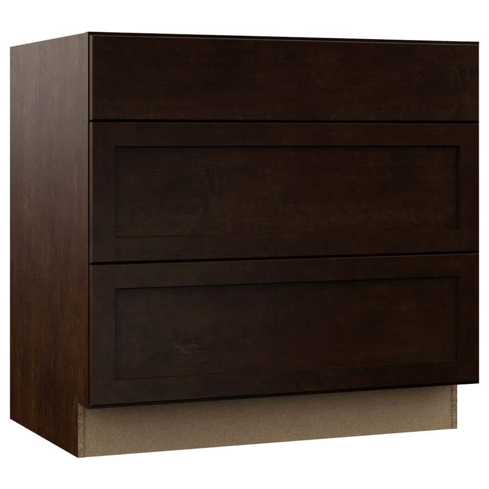 Hampton Bay Shaker 36 in. W x 24 in. D x 34.5 in. H Assembled 3 Drawer ...