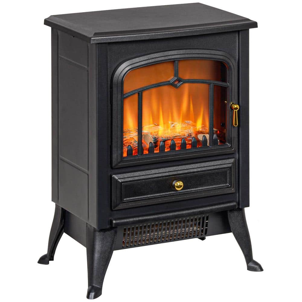 Reviews for HOMCOM 15 in. Freestanding Electric Fireplace in Black | Pg ...