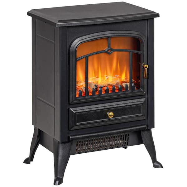HOMCOM 15 in. Freestanding Electric Fireplace in Black 820-037V81BK ...