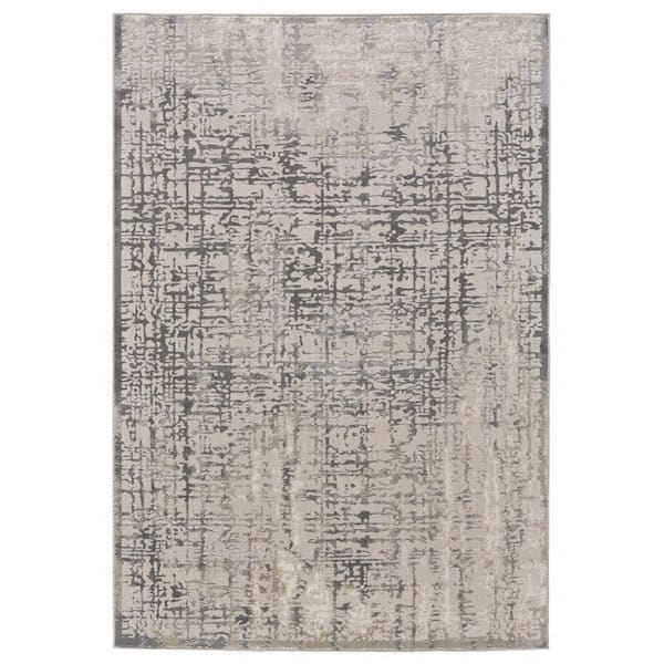 HomeRoots 2 ft. x 8 ft. Gray, Ivory Abstract Area Rug 2000511380 - The ...