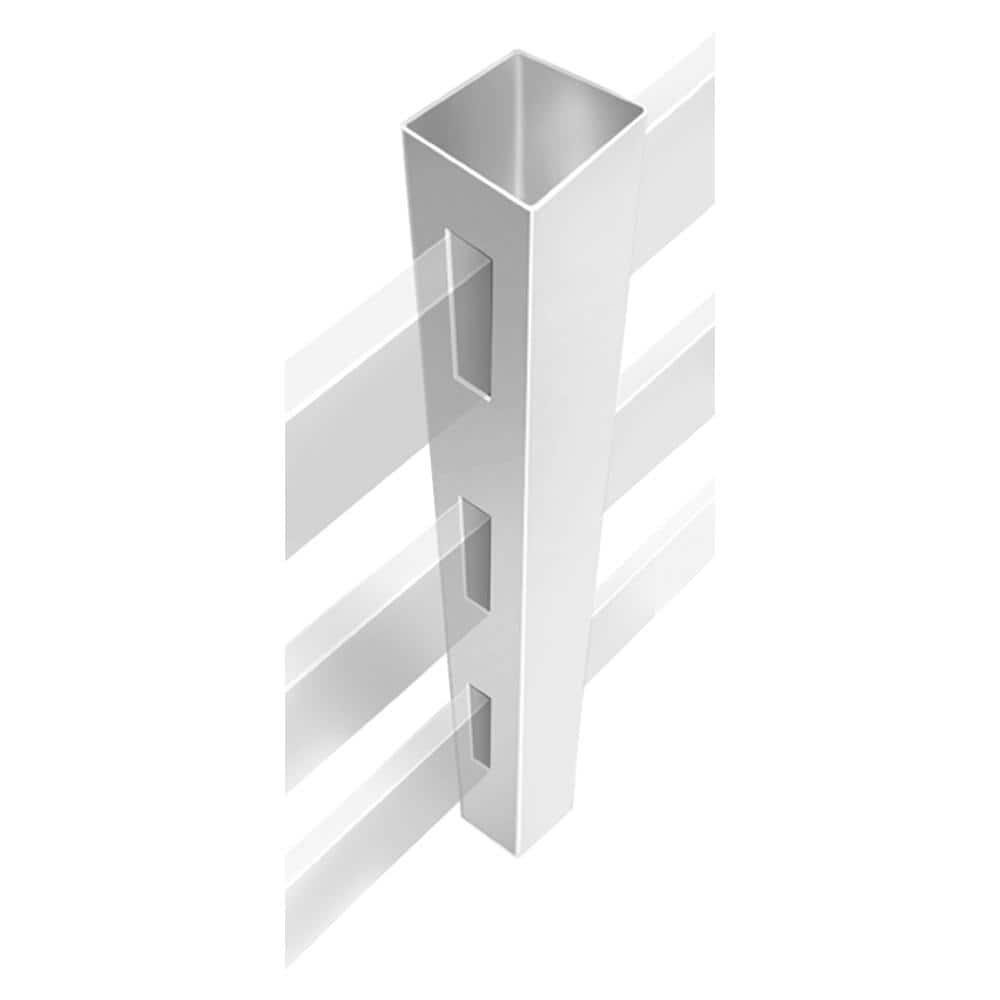 Veranda 5 in. x 5 in. x 7 ft. White Vinyl 3-Hole Fence Line Post ...