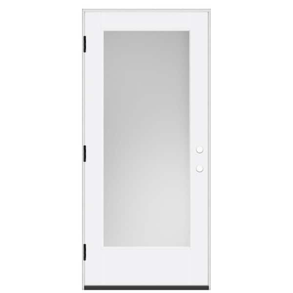 Masonite HVHZ 36 in. x 80 in. Right-Hand/Outswing Full Lite Pearl Glass ...