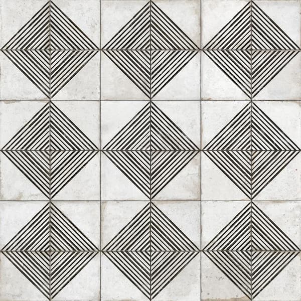 Merola Tile Kings Rombos Nero 8-3/4 in. x 8-3/4 in. Ceramic Floor and ...