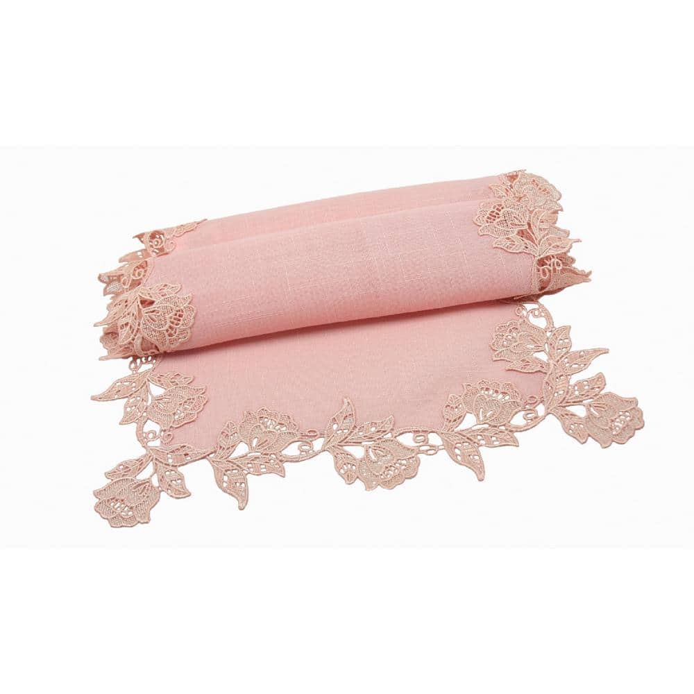 Manor Luxe English Rose Lace 16 in. x 72 in. Rose Quartz Trim Table ...
