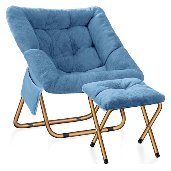 Foldable Living Room Chairs, Soft Faux Fur Lounge Chair for Bedroom ...