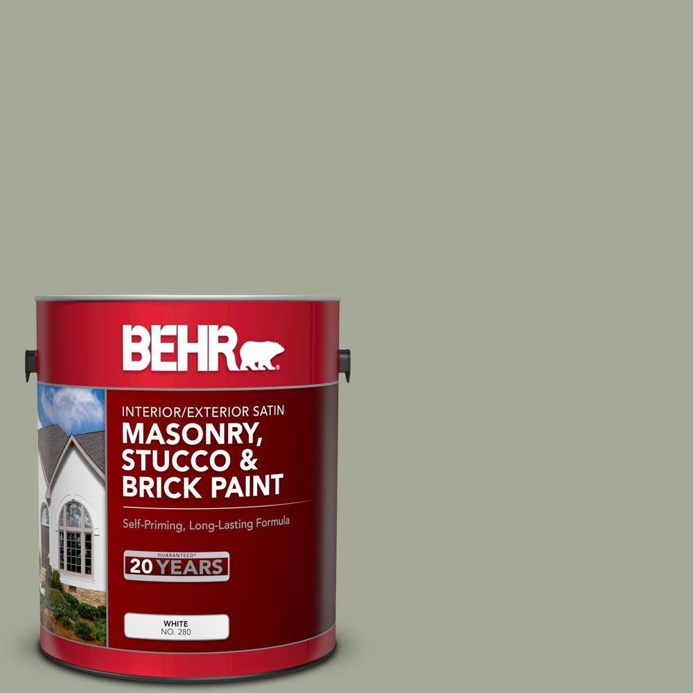 BEHR 1 gal. #PPU10-16 Simply Sage Satin Interior/Exterior Masonry ...
