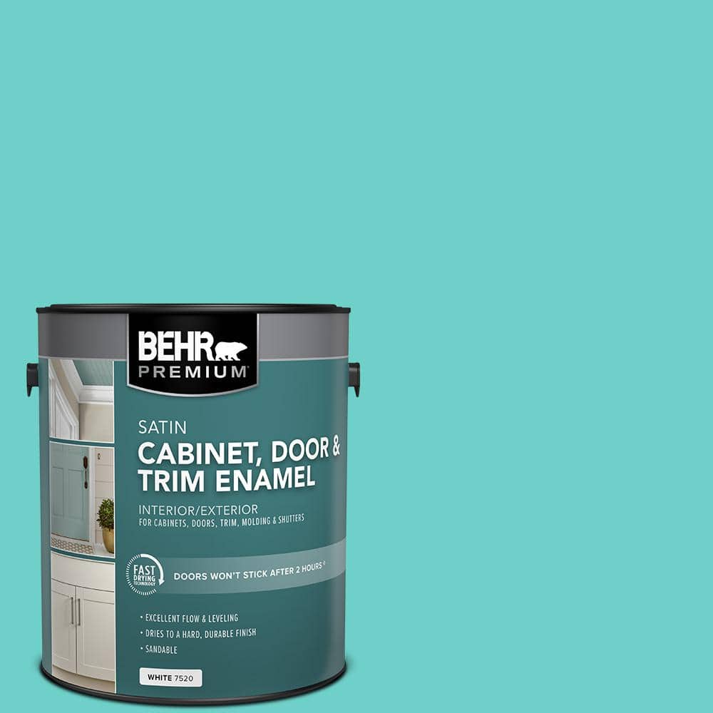 BEHR PREMIUM 1 gal. #P450-4 Hidden Sea Glass Satin Enamel Interior ...