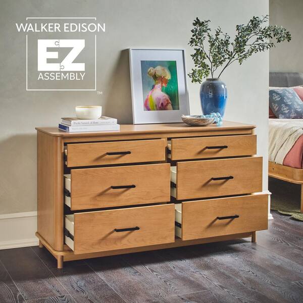 Walker Edison Furniture Company Contemporary 4 Piece English Oak Solid Wood Queen Bedroom Set WEANN04QBBEOG The Home Depot