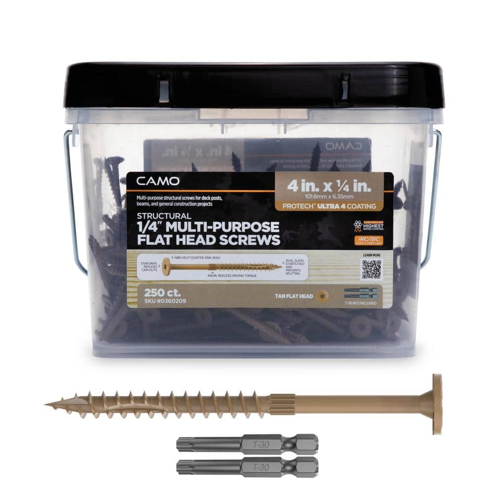 CAMO 1/4 in. x 4 in. Star Drive Flat Head Multi-Purpose Structural Wood ...