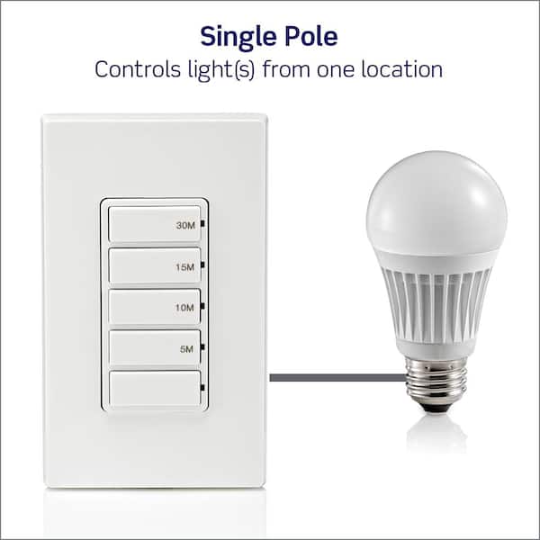 Leviton Decora 15 Amp 30-Minute Indoor In-Wall Timer Switch, 1/2 HP/9 ...