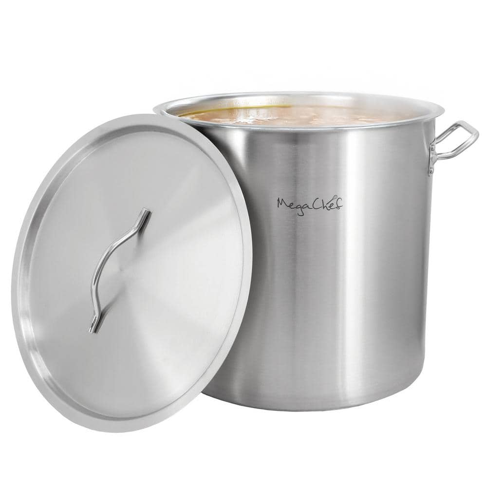 MegaChef Professional Kitchen 52.8 qt. Round Stainless Steel Stock Pot ...