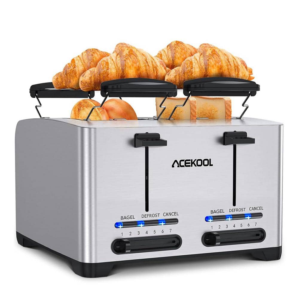 Garvee 1500 W 4-Slice Stainless Steel Wide Slot Toaster HDTPHO_0PRZU2WL ...