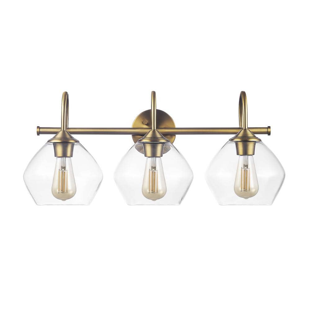 Globe Electric Harrow 26.25 in. 3-Light Gold Vanity Light with Clear ...